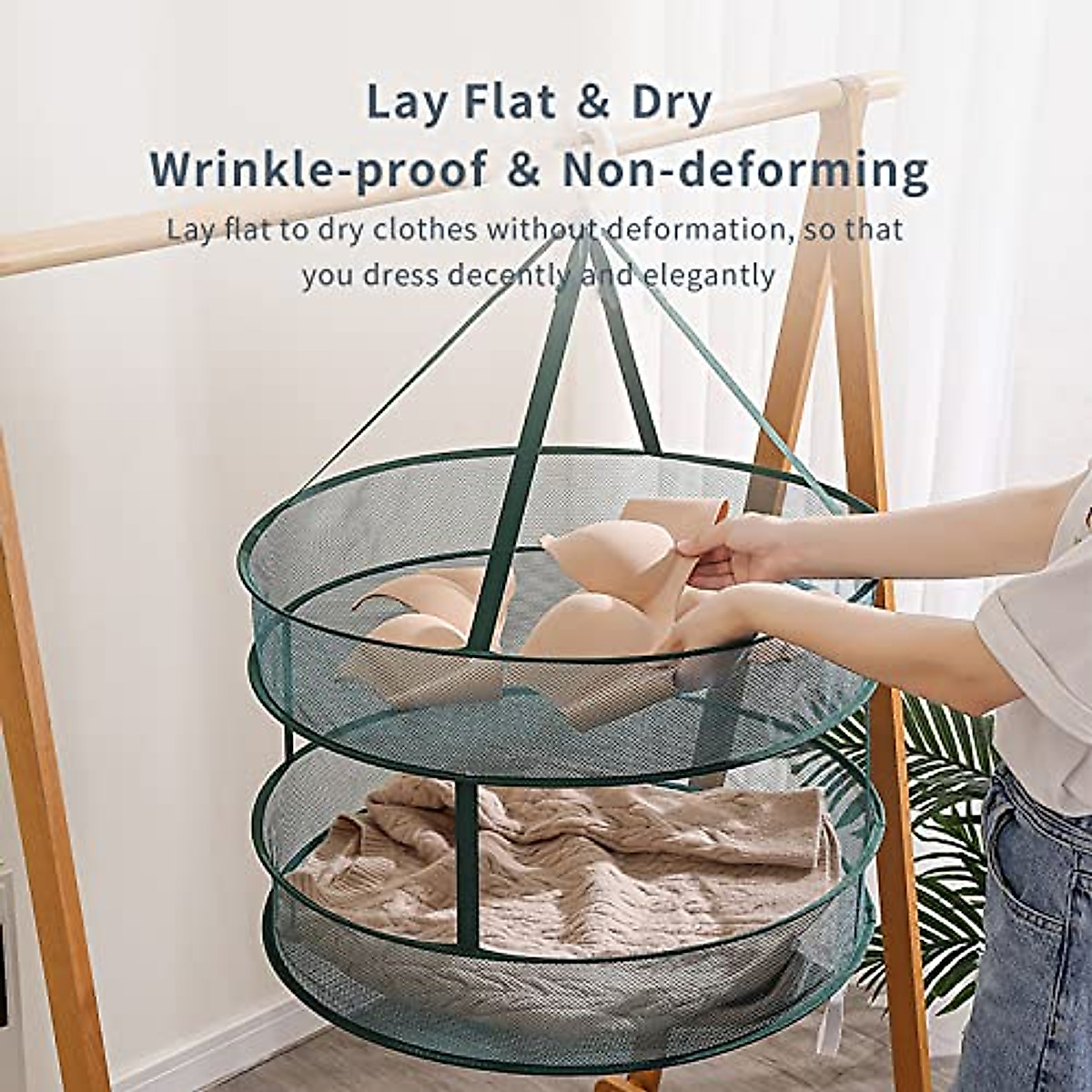DAWNTREES Clothes Drying Basket Racks,Foldable Socks Drying Hanger Racks Prevent Sweater from Deforming,Laundry Basket for Drying Underwear, Baby Clothes, Towels, Hats, Scarves