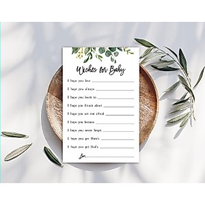 InvitationHouse 48 cnt Green Eucalyptus Leaves Baby Wish Cards