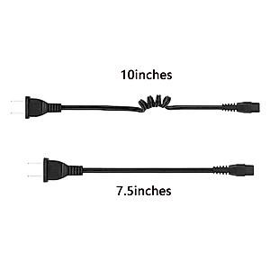 Stun Gun Charger Cord Compatible with VTS-T03, VTS-195; Police 305, Police 928-58, Avenger, Guard Dog Security, Jolt, Stun Master and Most Other Stun Guns (One Long and one Short)