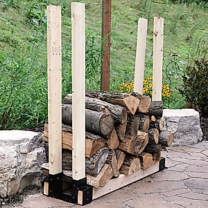 WANLISELL Firewood Log Bracket, 2 Pack Outdoor Firewood Rack Brackets Kit, Adjustable Log Rack Holder for Wood Storage