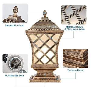 WENZIFI Outdoor Column Lights Modern Pillar Lights IP65 Waterproof Outdoor Post Lights E26 Aluminum Fence Column Lamp Fixtures for Villa Garden Park Lighting Pillar Lamps