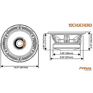 PRV AUDIO 10 Inch Midrange Speaker 10CHUCHERO 700 Watts 8 Ohms 98.5dB 3" Voice Coil PRO Audio, Custom Car Audio, Chuchero System (Single)