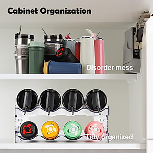 Water Bottle Organizer for Stanley 30 oz Tumbler, Water Bottle Holder for Cabinet, 4 Tier Stackable Water Bottle Storage Rack, Wine Bottle Tumbler Organizer Kitchen Organization - Hold 16 Bottles