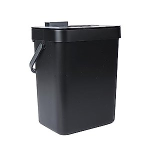 VIGIND Hanging Small Trash Can with Lid Under Sink for Kitchen, 5 L/ 1.3 Gallons Plastic Waste Basket,Food Waste Bin,Kitchen Compost Bin for Counter Top,Bathroom/Office (Black)