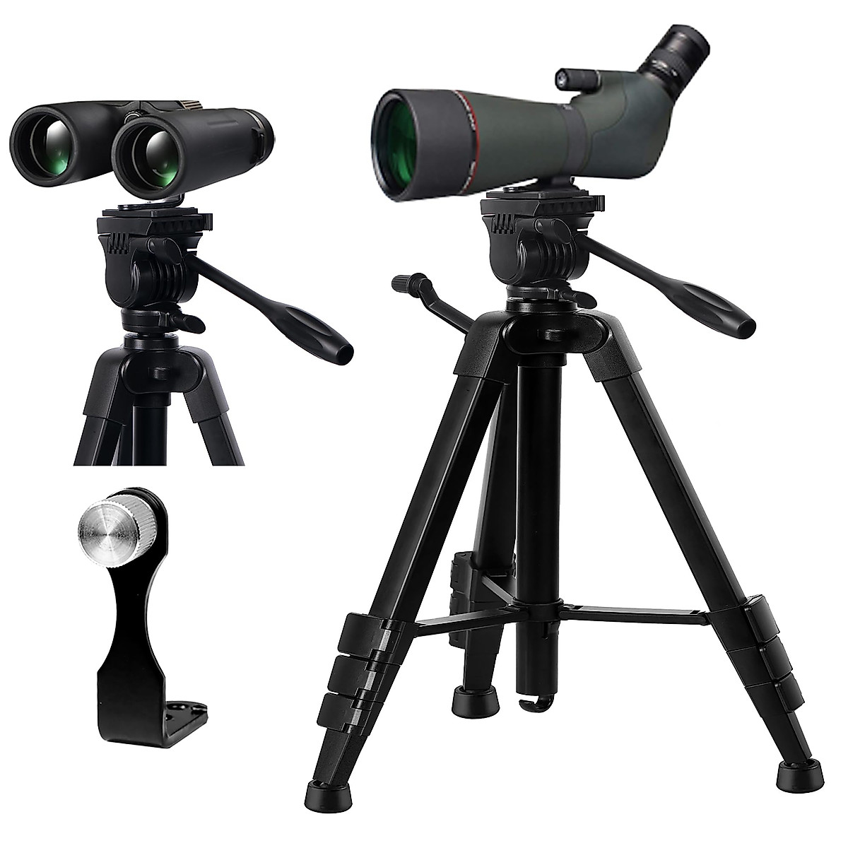 LCNCY Binocular and Spotting Scope Tripod Stand - Camera Tripod - Universal Lightweight Travel Video Tripod - Compatible with Binoculars/Spotting Scope/Telescope/Astronomy Binoculars/DSLR