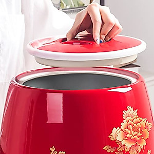 Retro Food Dispenser Ceramic Rice Bucket Cereal Storage Container Chinese Porcelain Grain Dispenser Suitable for Flour, Sugar, Coffee, Rice, Nuts, Snacks, Pet Food, Tea