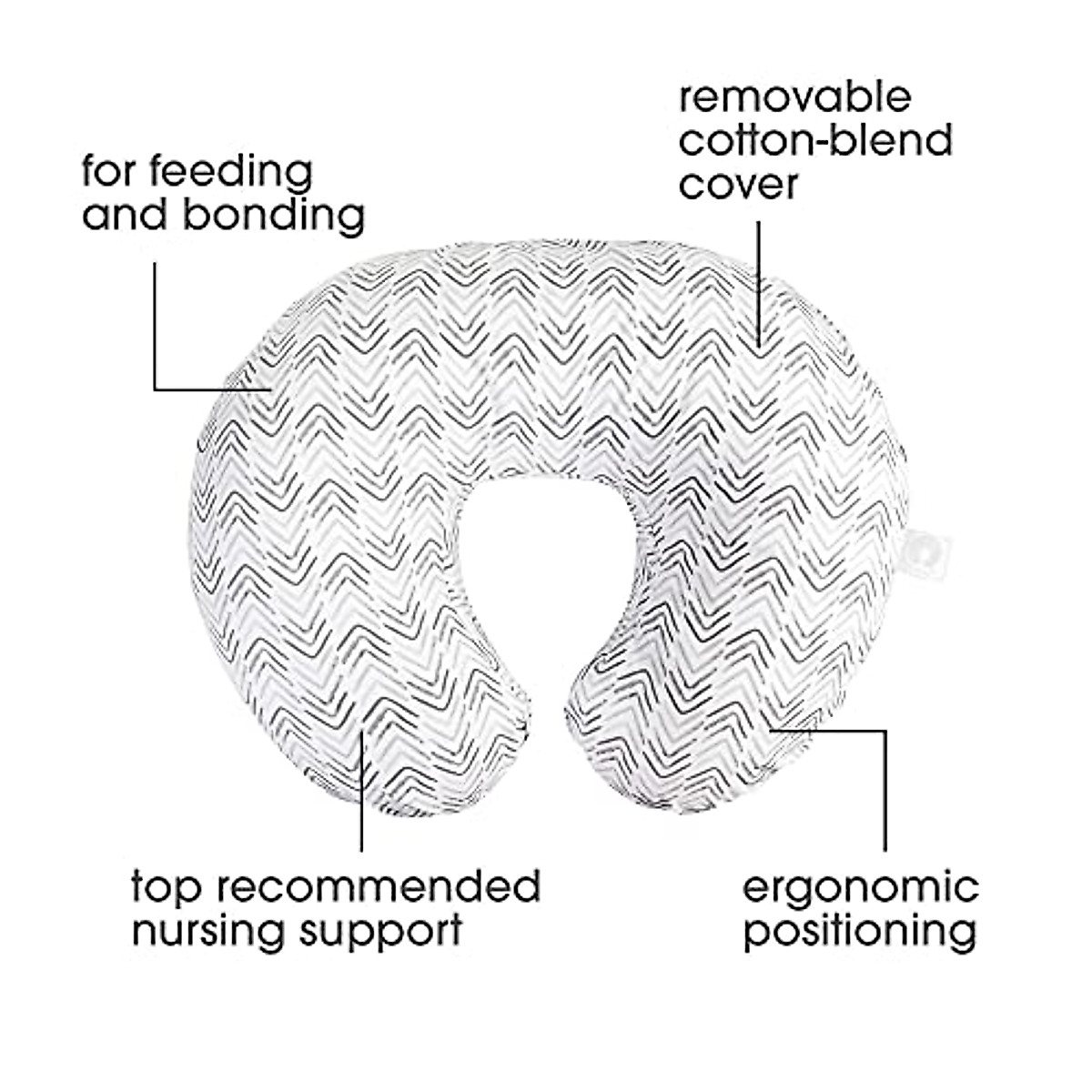 Boppy Original Support Nursing Pillow, Gray Cable Stitches, Ergonomic Breastfeeding, Bottle Feeding, and Bonding, Firm Hypoallergenic Fiber Fill, Removable Cover, Machine Washable