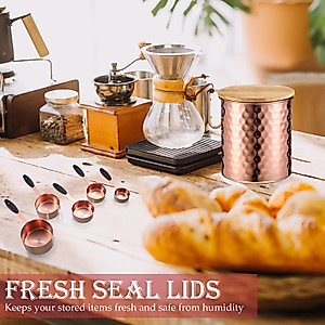 Tanlade 8 Pcs 30.43 Oz, 47.34 Oz, 60.87 oz Copper Canisters Set for Kitchen Stainless Steel Nesting Measuring Cups and Spoons Set with Silicone Handle Flour Sugar Canister Set with Wood Lids