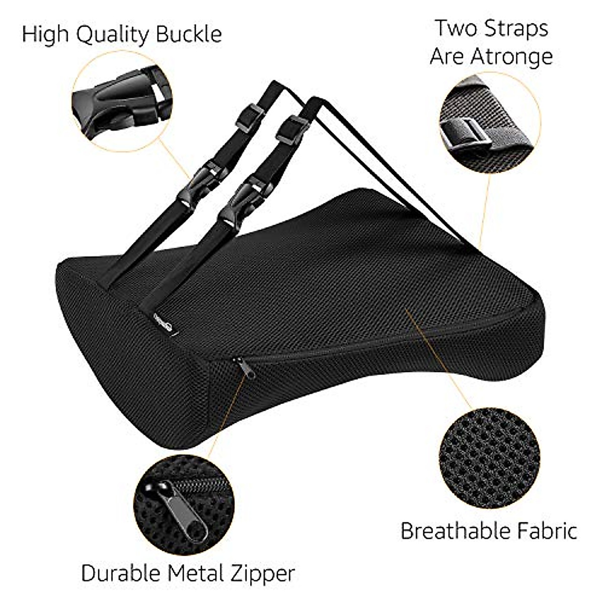 Amazon Basics Seat Cushion & Lumbar Support, Memory Foam, Black, 2-Pack