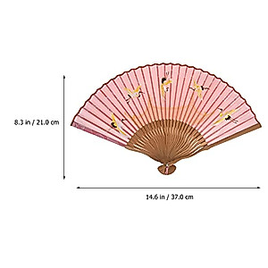 RAZZUM Retro Style Silk Fan Folderable Fan Chinese Style Fan Wall Decoration Costume Collocation Large Wall Decor Fan