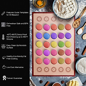 Angadona Macaron Baking Kit Silicone Mat - (22pcs set), 2 Half Sheet Macaron Silicone Mat,12 Piping Tip,2 Piping Bag with 4 Bag Tie,2 coupler, macaroon baking supplies