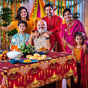 3Pieces Diwali Decorations Tablecloth, Diwali Decorations for Home Diwali Table Cloth Indian Diwali Light Celebration Party Decorations Happy Diwali Tablecloth for India Light Festival Diwali Party