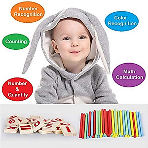 KUTOI Counting Number Blocks and Sticks | Montessori Toys for Kids Learning| Homeschool Supplies for Math manipulatives | Toddlers Educational Wooden rods with Storage Tray