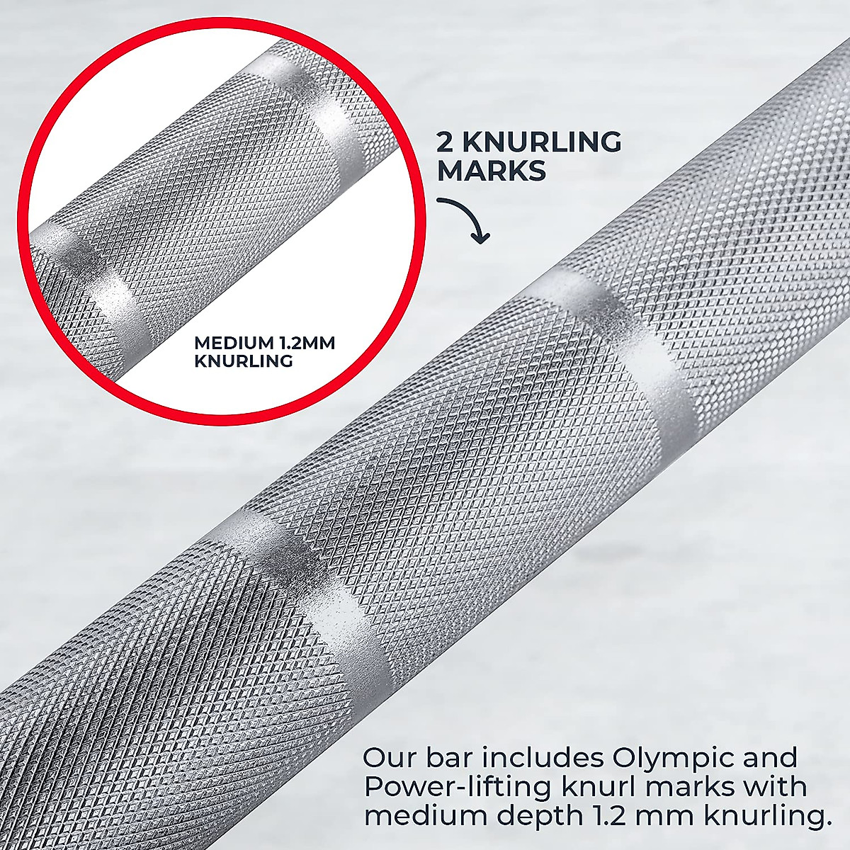 Iron Crush Olympic Barbell - Multifunction 7-Foot Weight Bar for Weightlifting, Powerlifting, CrossFit Training - No. 45 Steel, Chrome Finish - 750 lbs Max Load Capacity - Home Gym Fitness Equipment