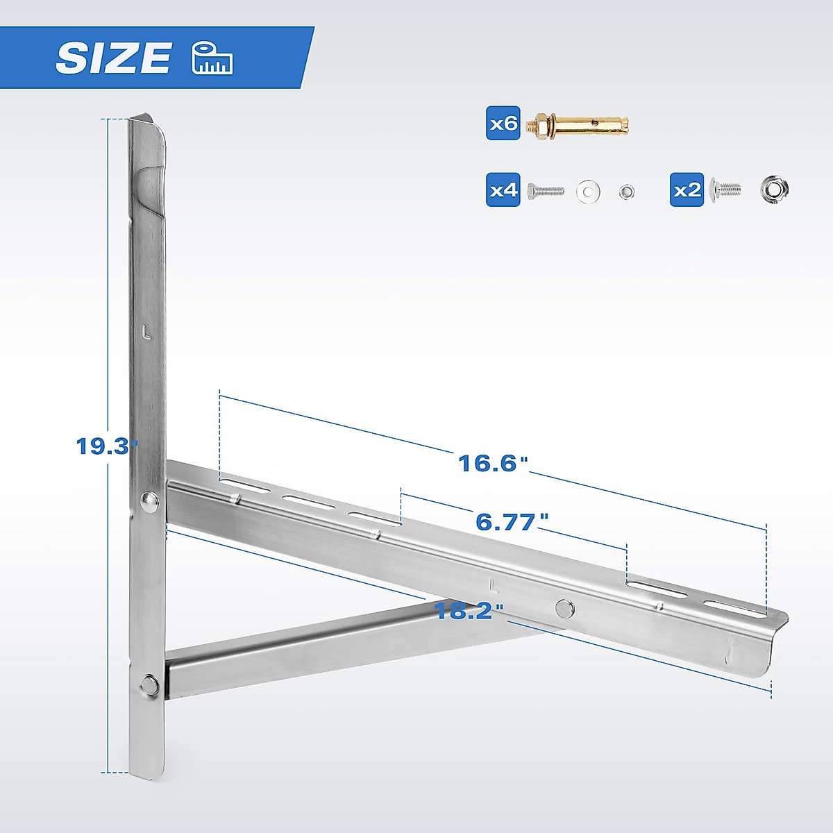 Mounting Bracket for 9000-30000BTU Condenser Ductless Mini Split Air Conditioner Heat Pump Systems, Support Condenser up to 450 lbs, Rust Free Stainless Steel