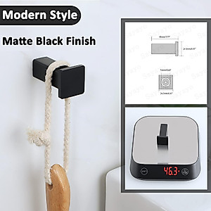 SAYAYO Modern Black Coat Hooks for Wall, Robe Hooks Towel Holder for Bathrooms, Heavy Duty Wall Hooks for Hanging SUS 304 Stainless Steel, 4 Pcs