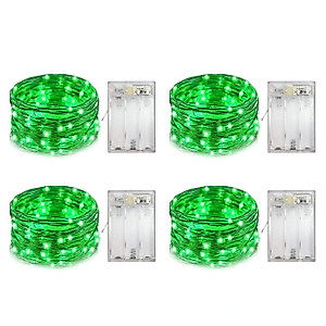 yongzhenlite 4 Pack Battery Operated Fairy Lights with Timer, Led Mini Lights for Christmas and Halloween Lighting Decoration, 6 Hours ON/18 Hours Off,30 Count LEDs,10 Feet (Green)