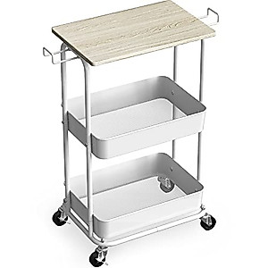 Simple Houseware 2-Tier Rolling Utility Cart with Top Board