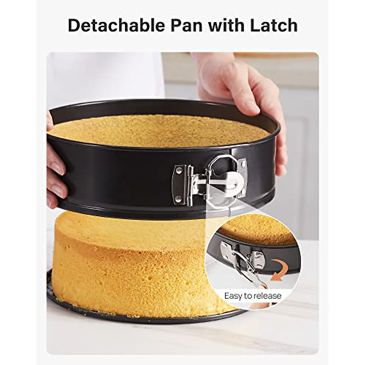 Kootek 144pcs Cake Pan Set with Ebook, Cake Decorating Supplies with 3 Round Nonstick Removable Base Bakeware Springform Pans (4" 7" 9"), Numbered Piping Tips and Other Baking Supplies for Cheesecake