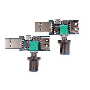 NOYITO 5V USB Fan Stepless Speed Controller Regulator with Switch Speed Module DC 4-12V to 2.5-8V 5W （Pack of 2）
