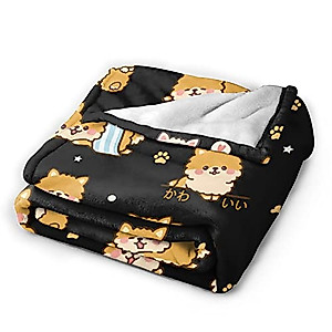 Nahjiiem Pomeranian Throw Blanket Cute Puppy Blanket Animal Pet Couch Throw Pomeranian Gifts for Pomeranian Lovers 50"×60"