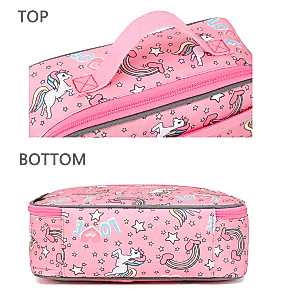 FlowFly Kids Lunch box Insulated Soft Bag Mini Cooler Back to School Thermal Meal Tote Kit for Girls, Boys, Unicorn