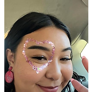 Go Ho Pink Face Body Glitter,Singer Concerts Pink Face Paint Glitter Makeup,Holographic Chunky Sequins Glitters for Eye Lip Hair Nails,Festival Glitter Rave Accessories,03 Pink Glitter 52g