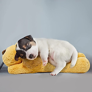 HonourHope Dog Heartbeat Toy (Dog Yellow, Medium) - Plush Pet Calming Toy with Simulated Heartbeat and Heat for Anxiety Relief, Behavioral Training Aid for Puppy Dog Cat