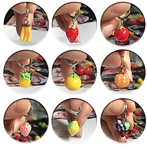 DAMLENG 12 Pairs Creative Cute Simulation Fruits Dangle Drop Earrings Sets Statement Handmade Lemon Strawberry Hoop Earrings For Women Jewelry Gifts (12 Pairs Fruits Earrings)