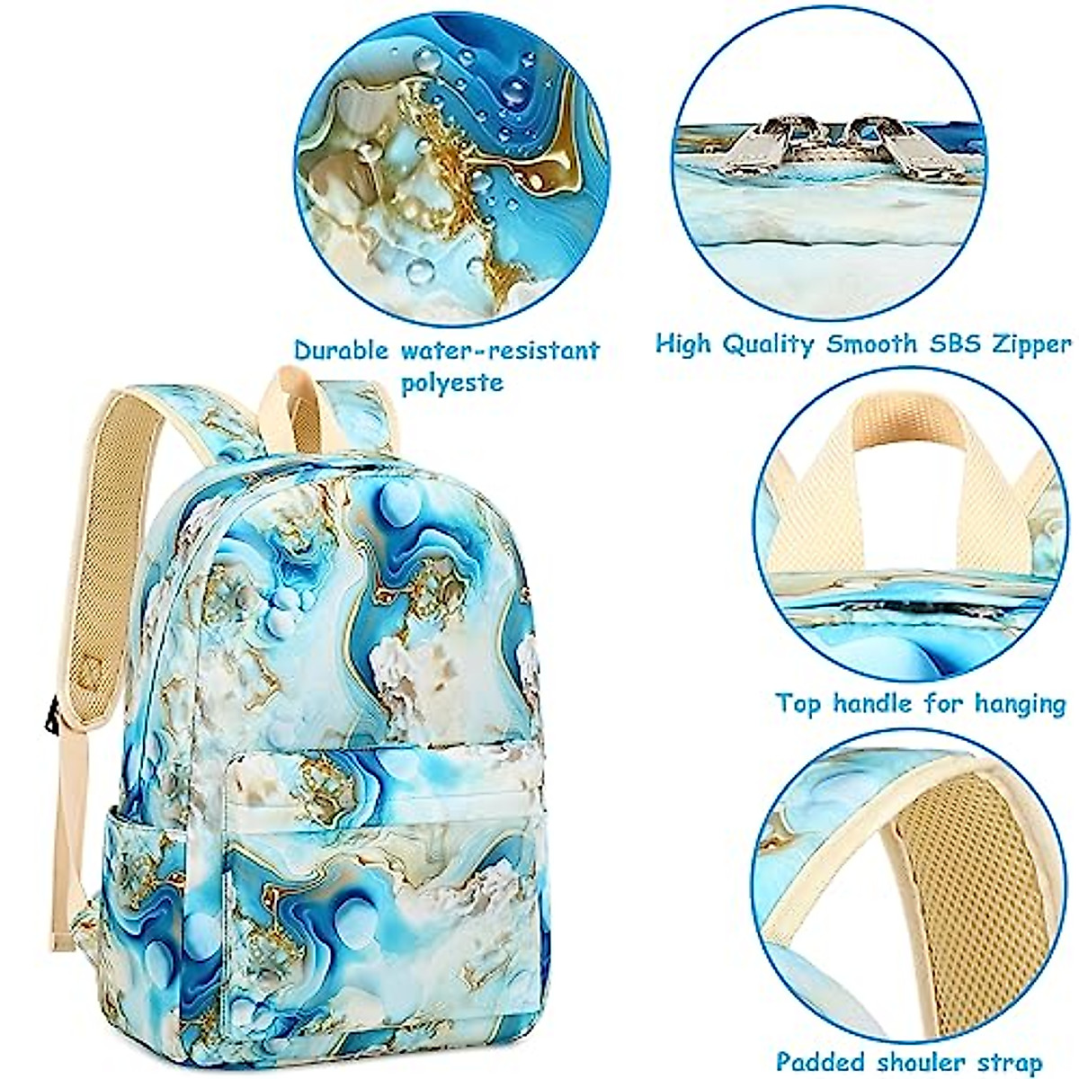 Bluboon Teen Girls School Backpack Kids Bookbag Set with Lunch Box Pencil Case Travel Laptop Backpack Casual Daypacks