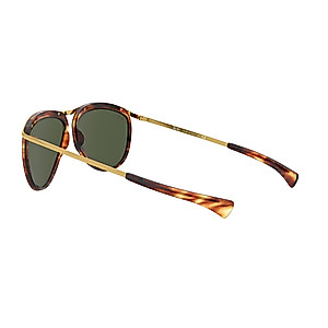 Ray-Ban RB2219 Olympian Aviator Sunglasses, Striped Havana/G-15 Green, 59 mm