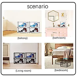 1Pack Shoe Display Case, Hard Plastic Shoe Boxes Stackable, Shoe Storage Box with Lid Clear Shoe Container Stackable Sneakers Organizer Magnetic Shoe Box, Sneaker Storage Fit up to US Size 14