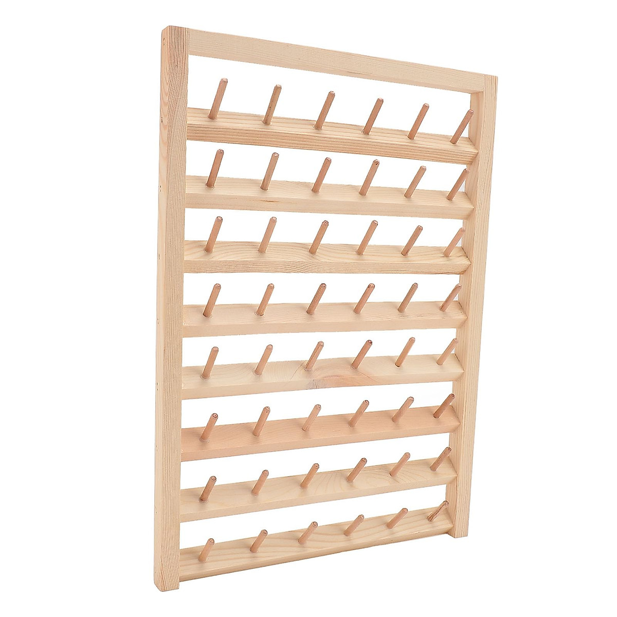 Thread Holder 48 Spools Thread Rack Wall Mounted Wooden Thread Holder, DIY Embroidery Spool Thread Organizer for Household Sewing, 13.4 x 16.1in Thread Rack with Hanging Hook