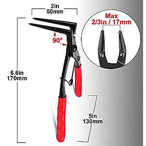 Toolwiz Snap Ring Pliers Set Heavy Duty Internal Master Cylinder Snap Ring Pliers Extra Long Snap Ring Pliers 90 Degree Long Nose Pliers for Trucks Motorcycles Cars, NOT Fit for External Snap Rings