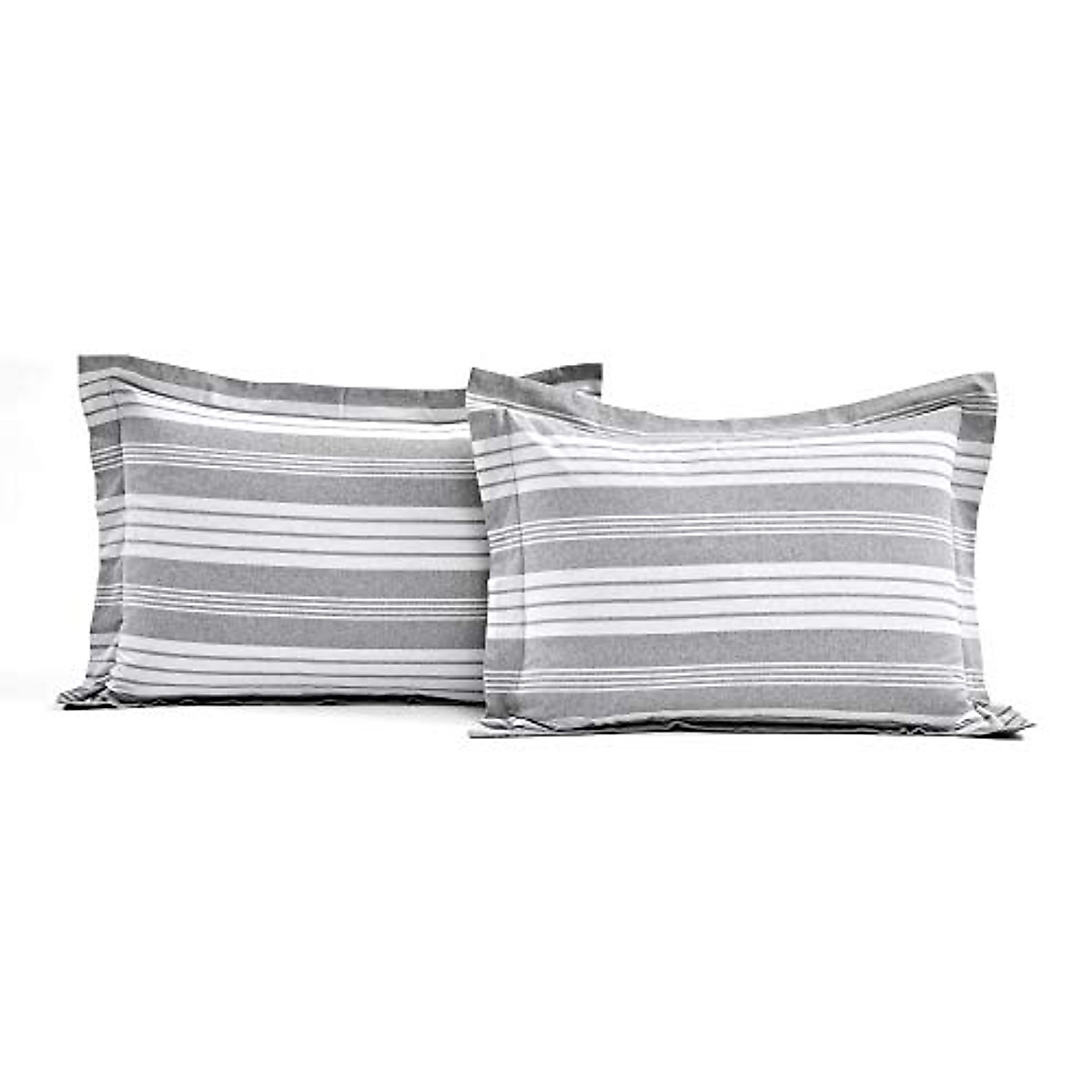 Lush Decor Gray and White Farmhouse Recycled Yarn-Dyed Cotton Stripe 5-Piece Comforter Set (Full/Queen)
