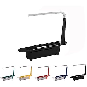 QNMD Updated Adjustable 2-in-1 Telescopic Sink Storage Rack Holder,Telescopic Sponge Holder Towel Rack for Kitchen Sink,Sink Storage Rack Holder Telescoping Sink Caddy