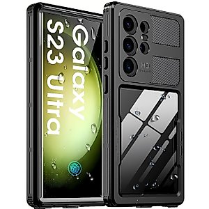 Ezanmull for Samsung Galaxy S23 Ultra Waterproof Case, with Built-in Screen Protector Dustproof Shockproof Full Body Underwater Protective Phone Case Cover for Samsung Galaxy S23 Ultra 5G 6.8"-Black