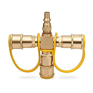 GASPRO Propane Splitter, 3 Ways 1/4inch RV Propane Quick Connect Fitting, Quick Disconnect Adapter for RV, Trailer, Camper, Connect to Propane Quick Connect Hose