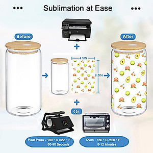 JMScape Clear Sublimation Glass Cups Blanks with Bamboo Lid and Straw 6pcs Set, 16oz Sublimation Glass Tumbler, Sublimation Beer Can Glass for Iced Coffee Soda Drinks