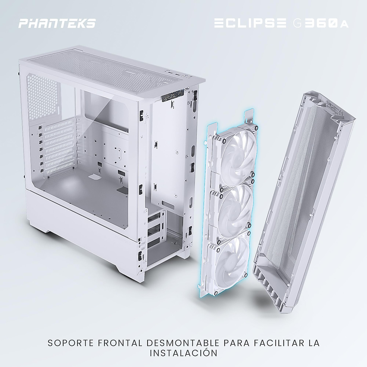 Phanteks (PH-EC360ATG_DMW02) Eclipse G360A Ultra-fine Performance Mesh, Mid-Tower Gaming case, Tempered Glass, Digital-RGB Lighting, White
