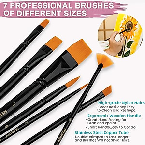 MERRIY Art Paint Set, Painting Supplies Kit with Tabletop Easel, 12 Colors Acrylic Paints,10"x 12" Stretched Canvas, Paint Brush Set, Premium Acrylic Paint Set for Adults Artists& Beginners, Age 15+