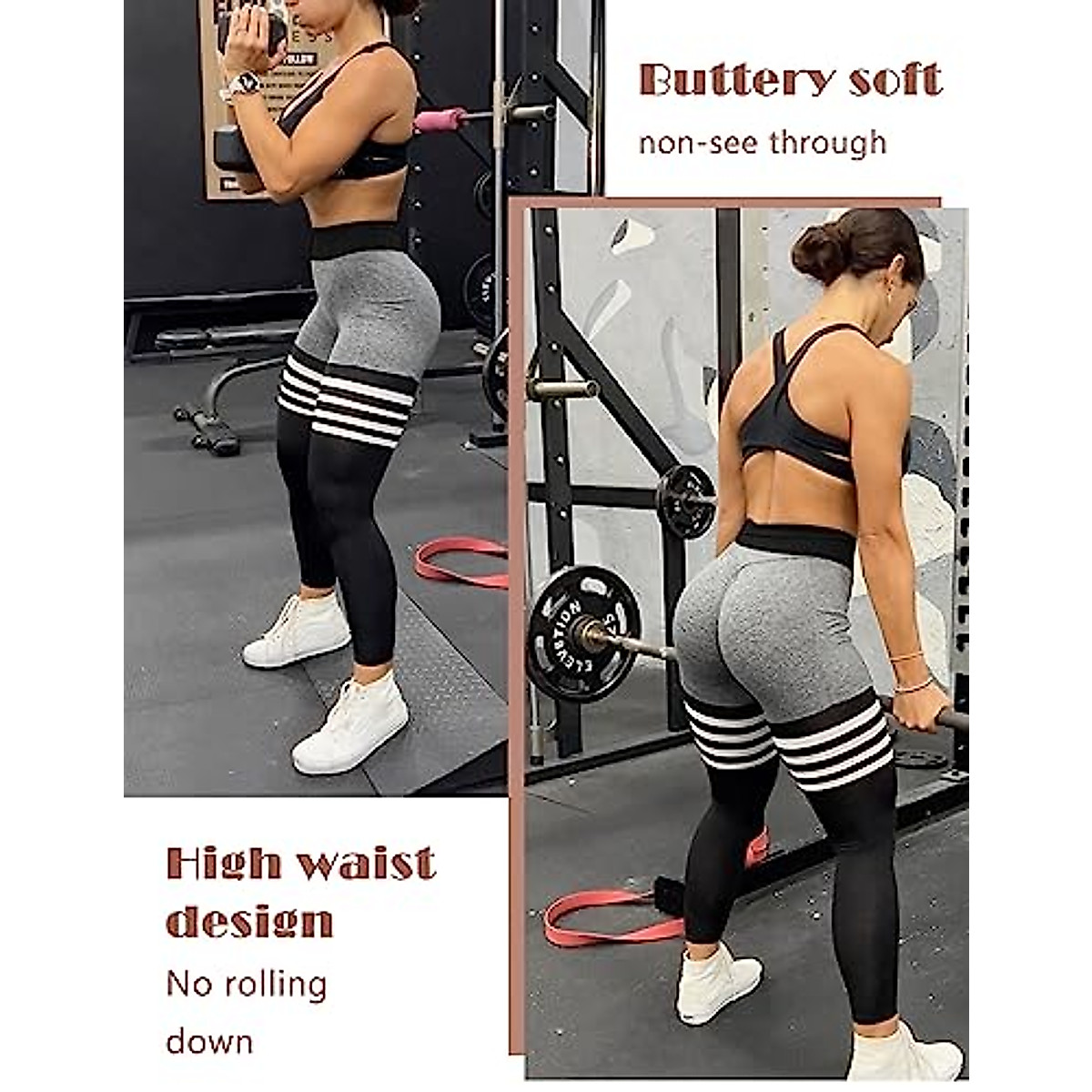 CFR Women Scrunch Butt Lifting Seamless Leggings High Waist Stretchy Workout Fitness Yoga Pants Tummy Control Gym Tights #4 Pants Stripe Black,M