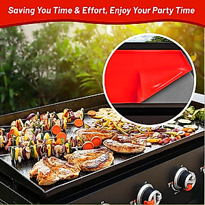 28" Silicone Griddle Mat, Heavy Duty Food Grade Silicone Grill Mats Covers for Blackston 28 Inch, Protect Griddle from Insects, Debris, and Rust（Red）