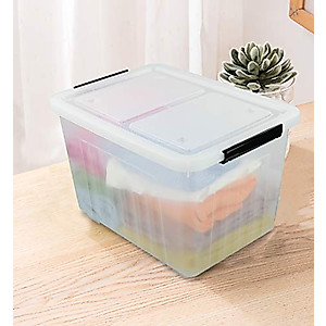 Asking 4-Pack Clear Large 42 L Plastic Storage Boxes, Plastic Storage Bins with Wheels
