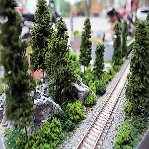 MARRTEUM Garden Landscape Model Dark Green Pine Tree 5 Inch(130 MM) Model Scene Accessory for Making Architecture Sand Table and Station Platform Model, 10 PCS