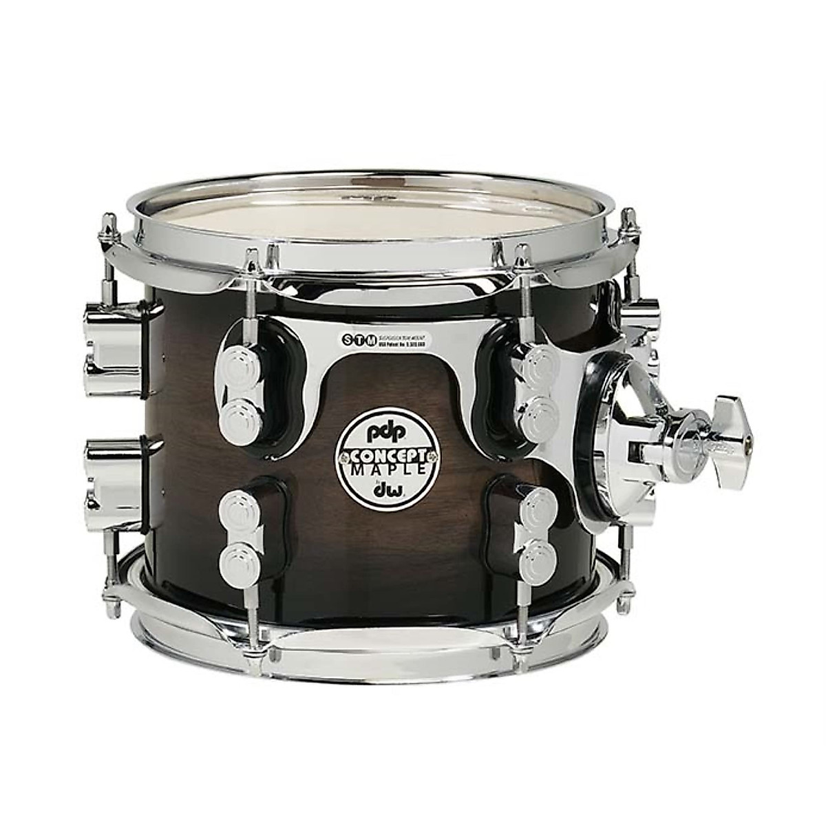 DW Concept Exotic Series Walnut to Charcoal Burst, Suspended Tom 8 x 7 in.