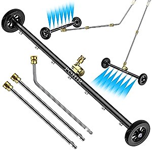 POHIR Undercarriage Pressure Washer Attachment Pro Max 24", Surface Cleaner Water Broom with 3pcs Extension Wand and Quick Connect Pivot Coupler 4000psi, 2 in 1 Underbody Car Washer