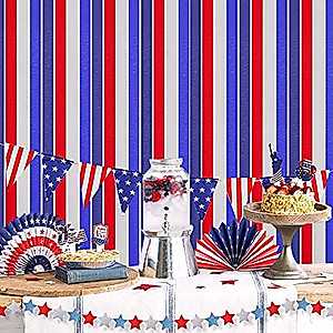 4th of July Crepe Paper, 8 Rolls Red Navy White and Blue Crepe Paper Streamers Tassels Streamer Paper for Patriotic Party Supplies, Decorations for Independence, Memorial, Veterans Day