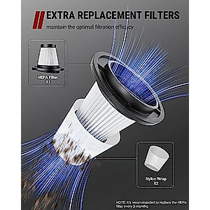 VacLife Handheld Vacuum - High Power Car Vacuum Cordless Rechargeable with Multipurpose Nozzles, Lightweight Mini Vacuum with LED Light, Portable Vacuum Cleaner for Home, Silver&Black (VL756)