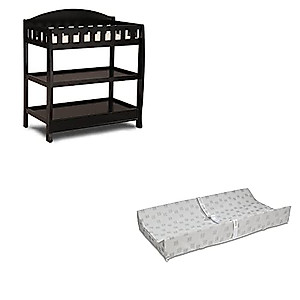 Delta Children Infant Changing Table with Pad, Black and Waterproof Baby and Infant Diaper Changing Pad, Beautyrest Platinum, White